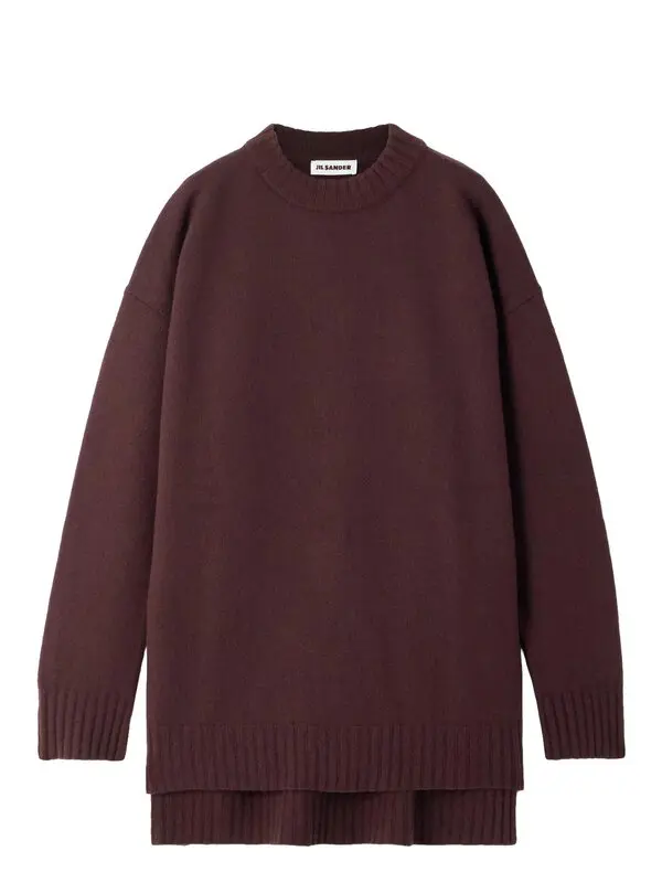 JIL SANDER Oversized Wool Sweater - Burgundy