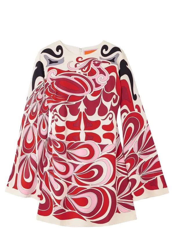 La DoubleJ Icon Supremes Printed Crepe Mini Dress - Red