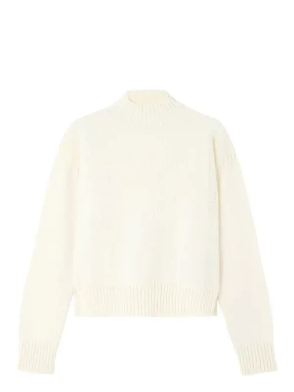 JIL SANDER Wool Mock Neck Sweater - Off-white