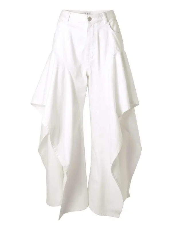 Alaïa Ruffled Wide-leg Jeans - White
