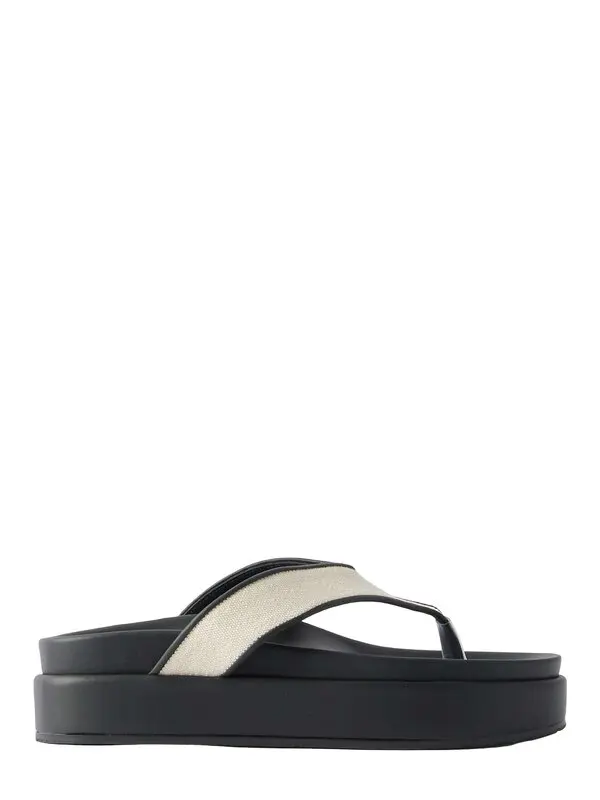 ANCIENT GREEK SANDALS Charys Flatform Canvas Sandals - Black