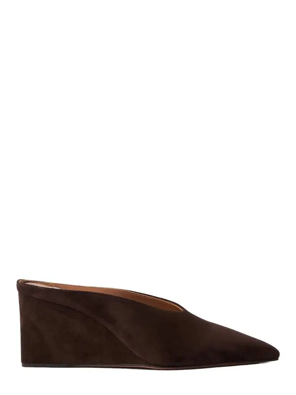 Alaïa 75 Suede Point-toe Wedge Mules - Brown