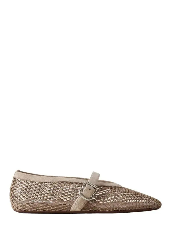 Alaïa Suede-trimmed Mesh Ballet Flats - Neutrals
