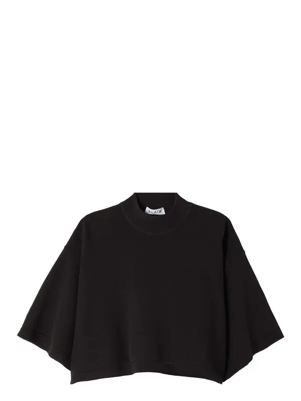 Alaïa Cropped Cotton-jersey T-shirt - Black