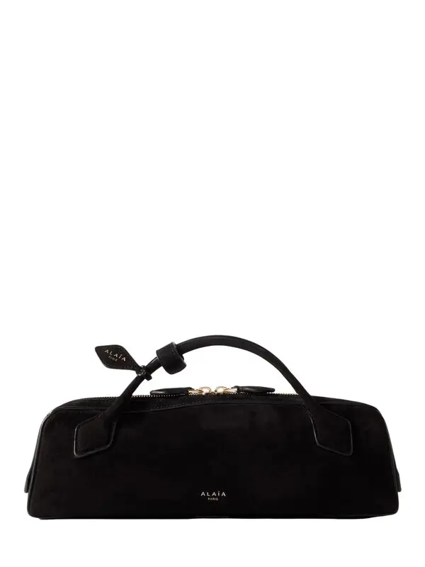 Alaïa Le Teckel Leather-trimmed Suede Clutch - Black