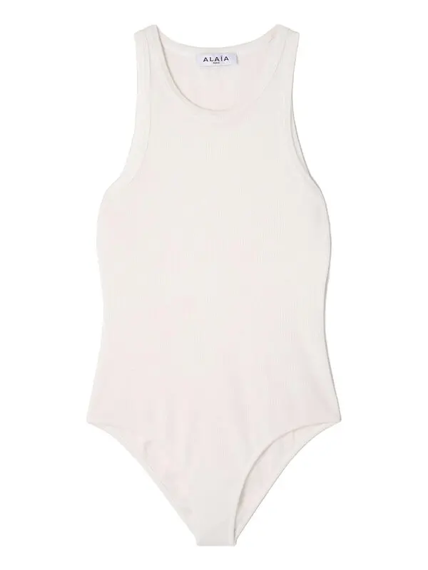 Alaïa Ribbed-knit Bodysuit - Off-white