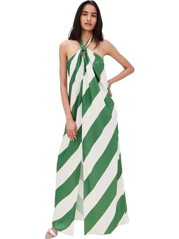 Ronny Kobo Chantell Maxi Dress - Palm Green Ivory