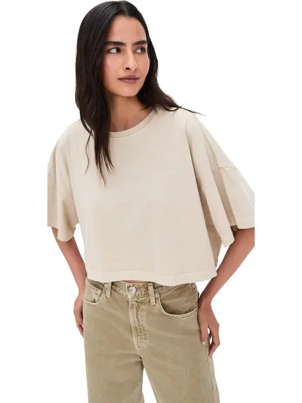 AGOLDE Arli Oversized Cropped Tee - Brown Rice