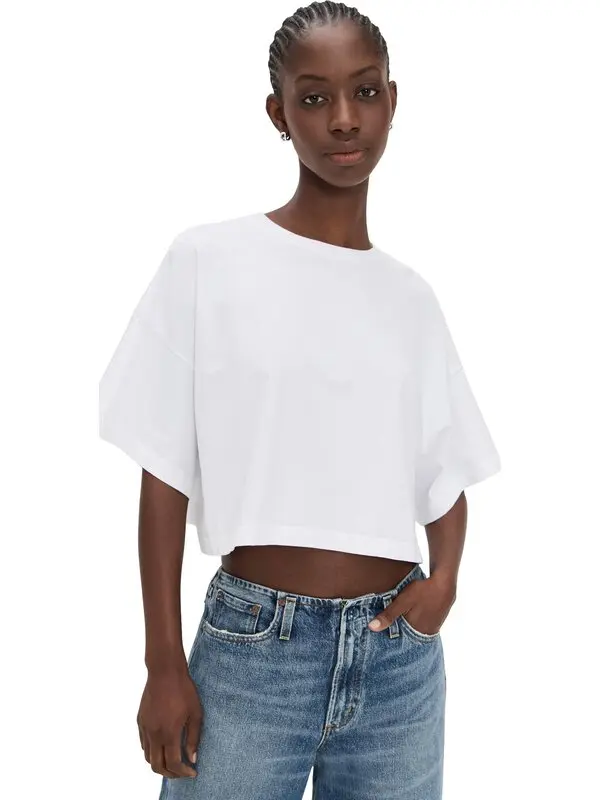 AGOLDE Arli Oversized Cropped Tee - White
