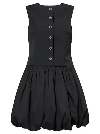 AMY LYNN Aimee Puffball Woven Mini Dress - Black