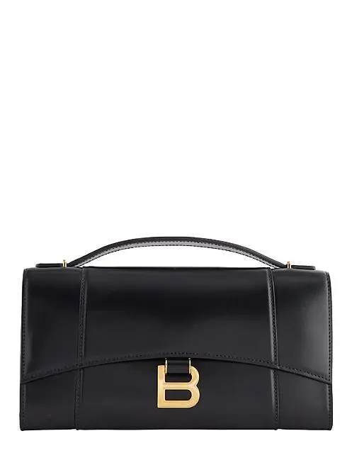 Balenciaga Hourglass Leather Clutch - Black