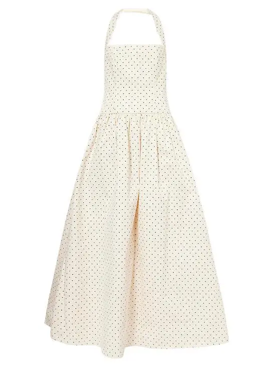 AMY LYNN Judie Polka-dot Cotton Maxi Dress - Beige