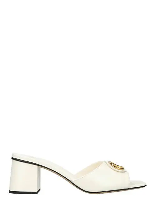 Valentino Garavani Vlogo Leather Heeled Mules - Bone
