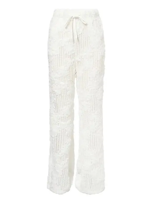 AMY LYNN Floral Crochet Straight-leg Trousers - White
