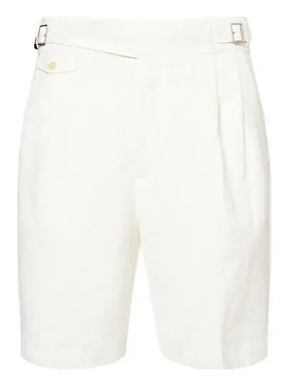 Dunhill Relaxed-fit Pleated Linen Shorts - White