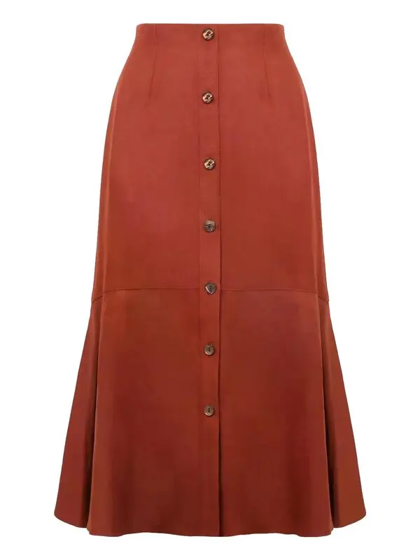 Agnona Button-fastening Midi Skirt - Brown