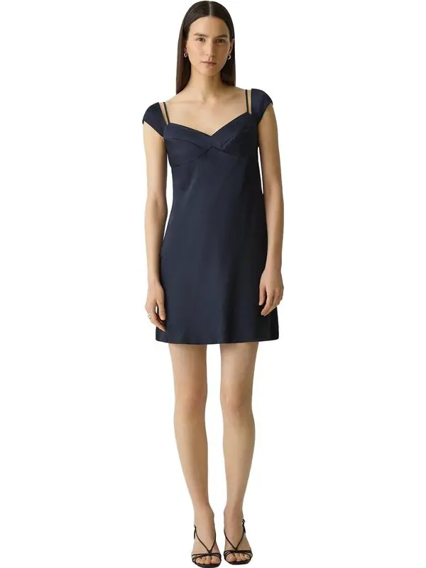 Theory Camisole Dress In Crushed Satin - Nocturne Navy