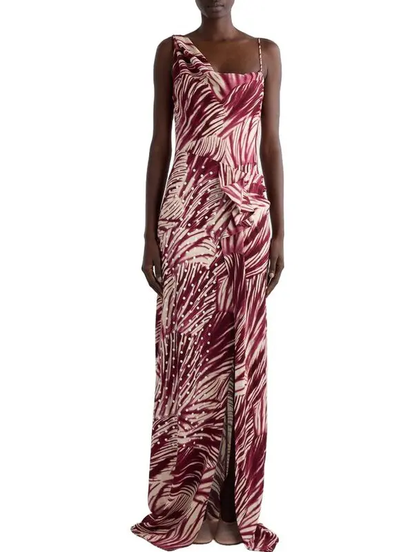 Dries Van Noten Deyon Mixed Print Maxi Dress - Burgundy