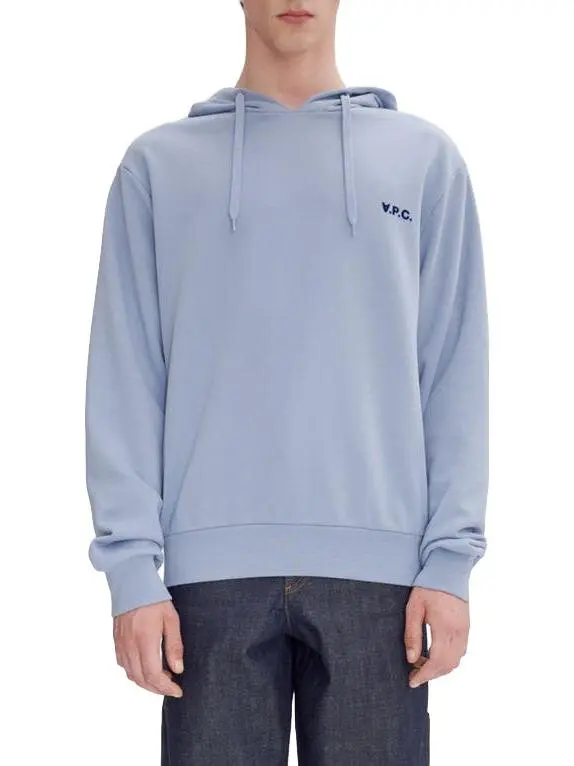 A.p.c. Boxy Petite V.p.c. Logo Hoodie - Bleu Gris/ Dark Navy