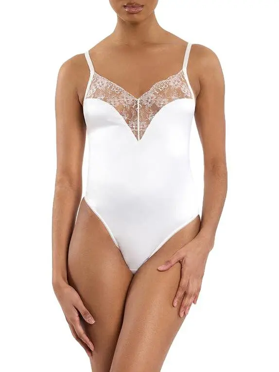 Hanky Panky Lace Thong Teddy - Light Ivory