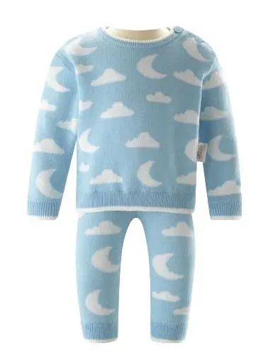 RACHEL RILEY Cloud & Moon Knit Set - Blue