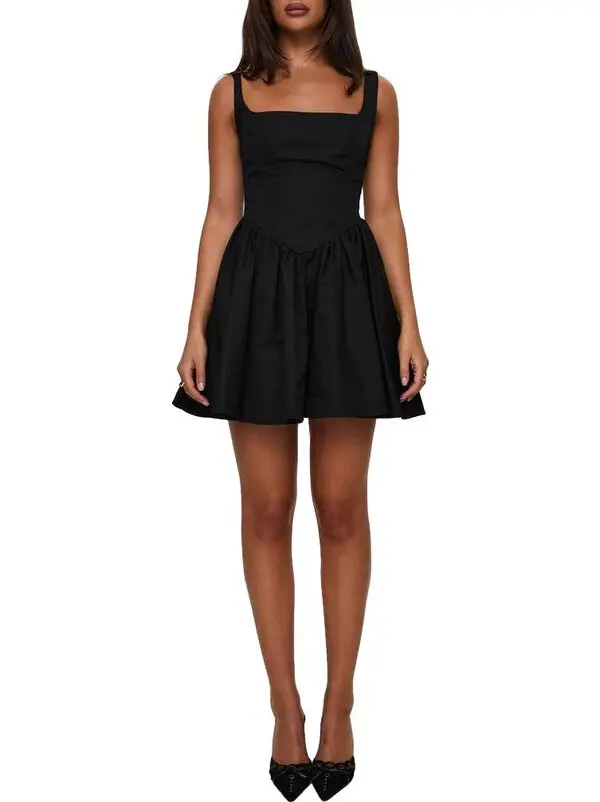 Princess Polly Fit & Flare Minidress - Black