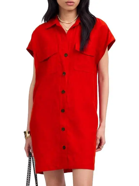 Madewell Linen Utility Shirt Dress - Festival Red