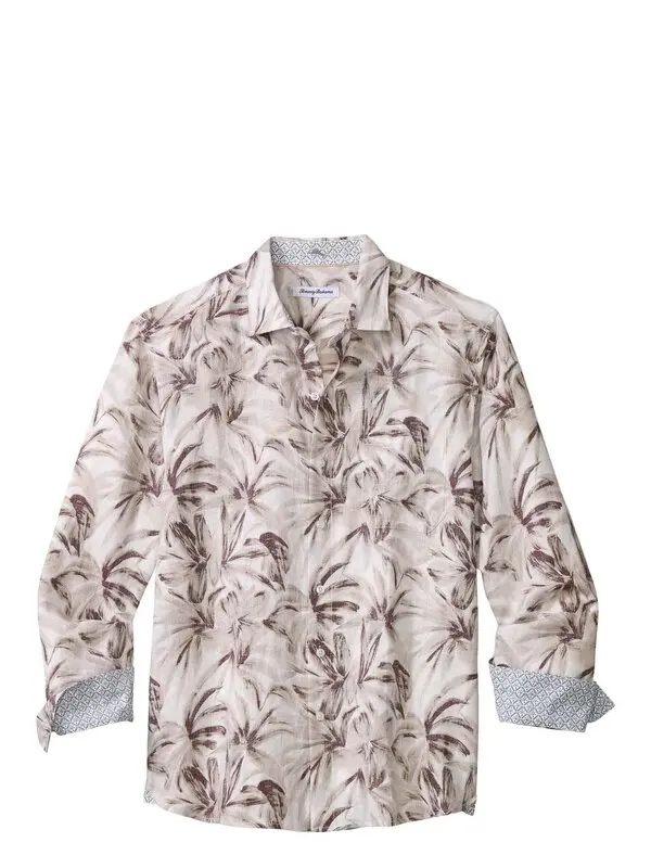 Tommy Bahama Paradise Dunes Floral Linen Button-up Shirt - Soft Brown