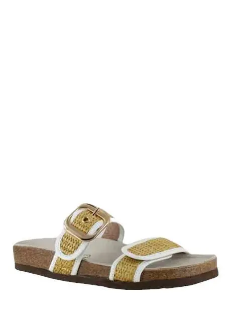 Naot Nashville Double Band Slide Sandal - White/ Blonde Raffia