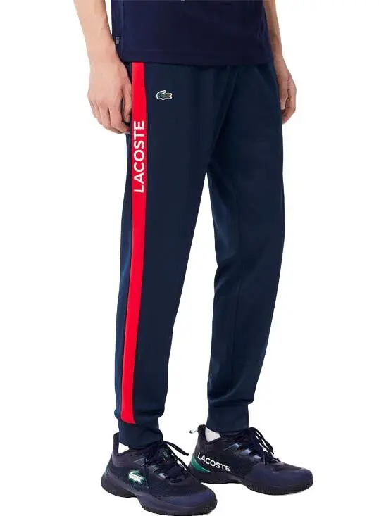 Lacoste Side Stripe Track Pants - Navy Blue/ Grenadine