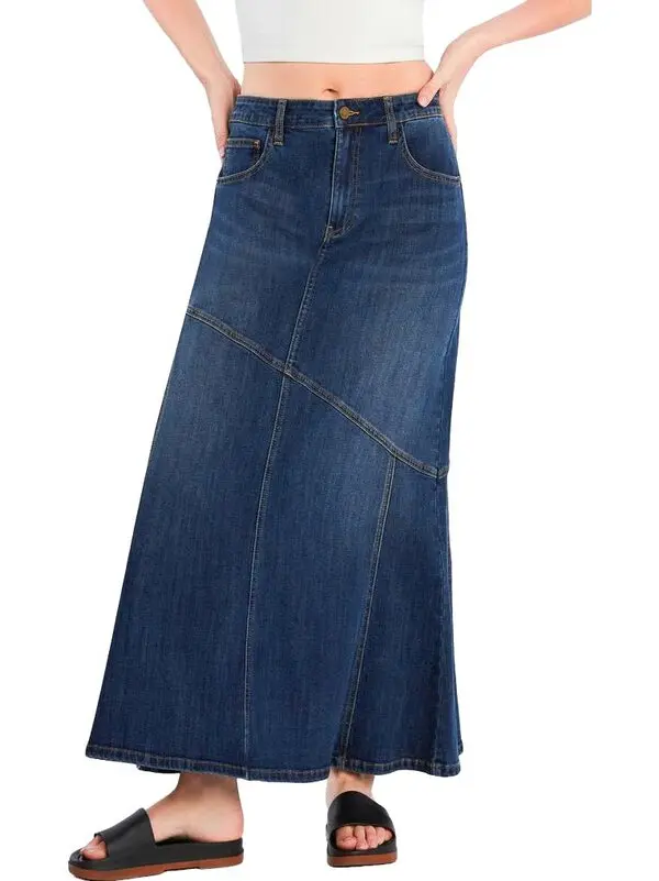 WASH LAB DENIM Seamed Denim Maxi Skirt - Vintage Blue