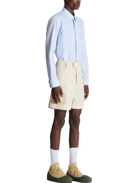 Balmain Cotton Twill Cargo Bermuda Shorts - Beige