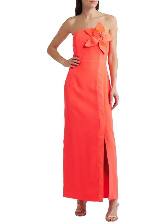 LILLY PULITZER® Anasophia Rosette Strapless Maxi Dress - Cane Coral