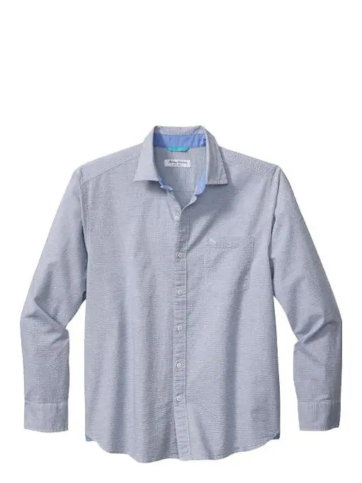 Tommy Bahama Nova Wave Solid Cotton Stretch Seersucker Button-up Shirt - Chambray Blue