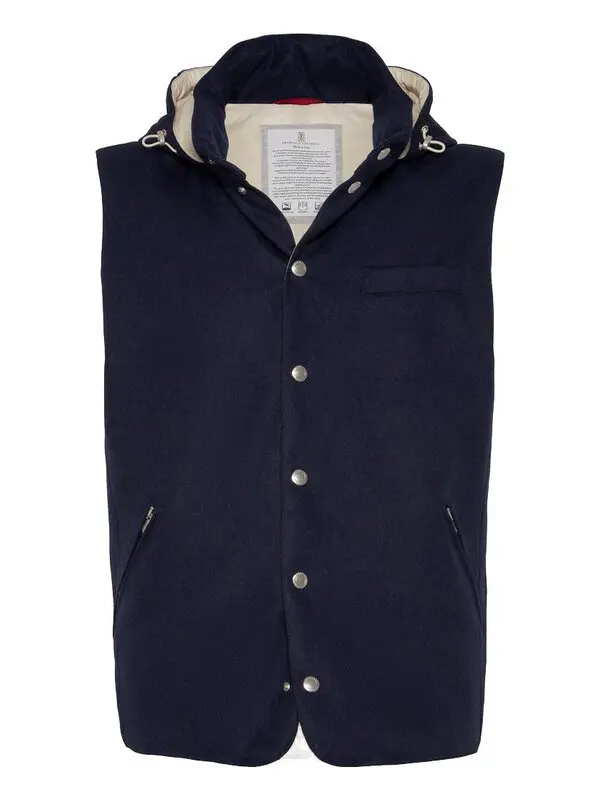 Brunello Cucinelli Flannel Down Vest - Blue
