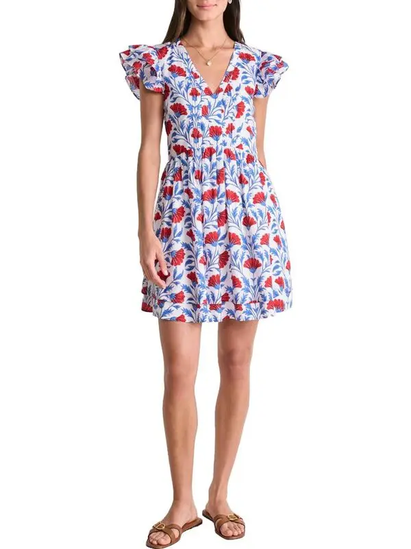 Vineyard Vines Floral Pintuck Detail Cotton Voile Minidress - Harper Floral