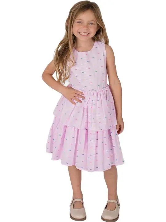 POPATU Stripe Tiered Party Dress - Pink