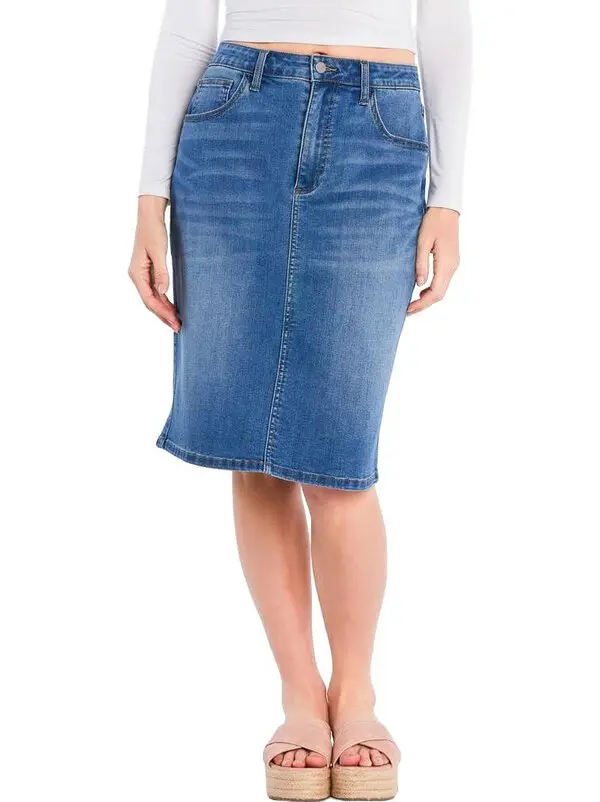 HINT OF BLU Midi Denim Skirt - Daily Denim