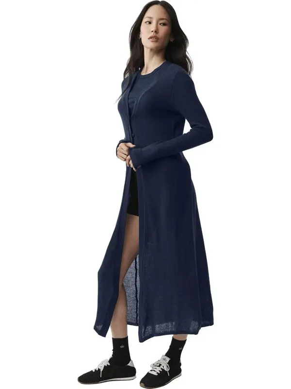 Alo Yoga Sheer Cashmere Long Cardigan - Navy