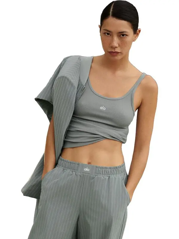 Alo Yoga Ribbed Prosper Tank Top - Lunar Grey