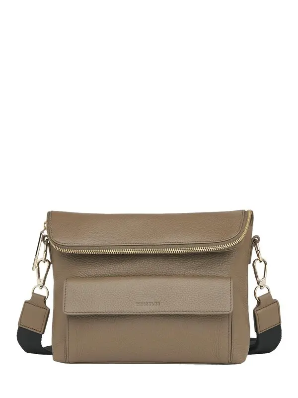 Whistles Vida Leather Crossbody - Khaki