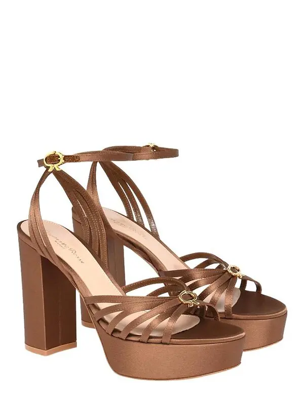 GIANVITO ROSSI Rita Strappy Sandals - Brown Fabric