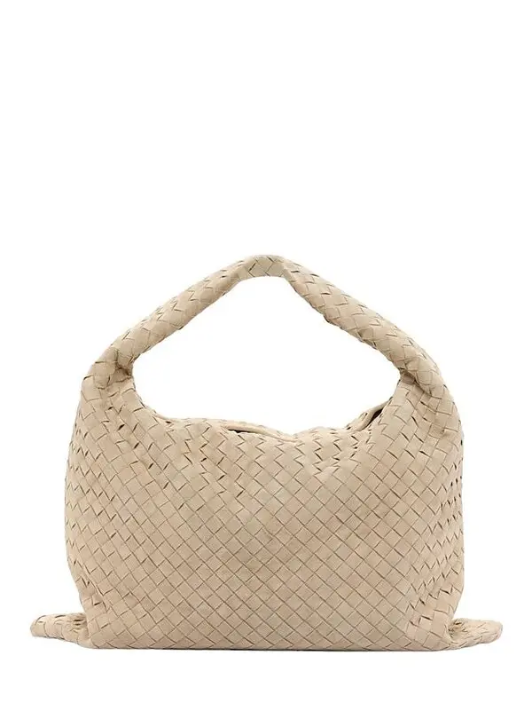 Bottega Veneta Intrecciato Suede Shoulder Bag - Buttermilk