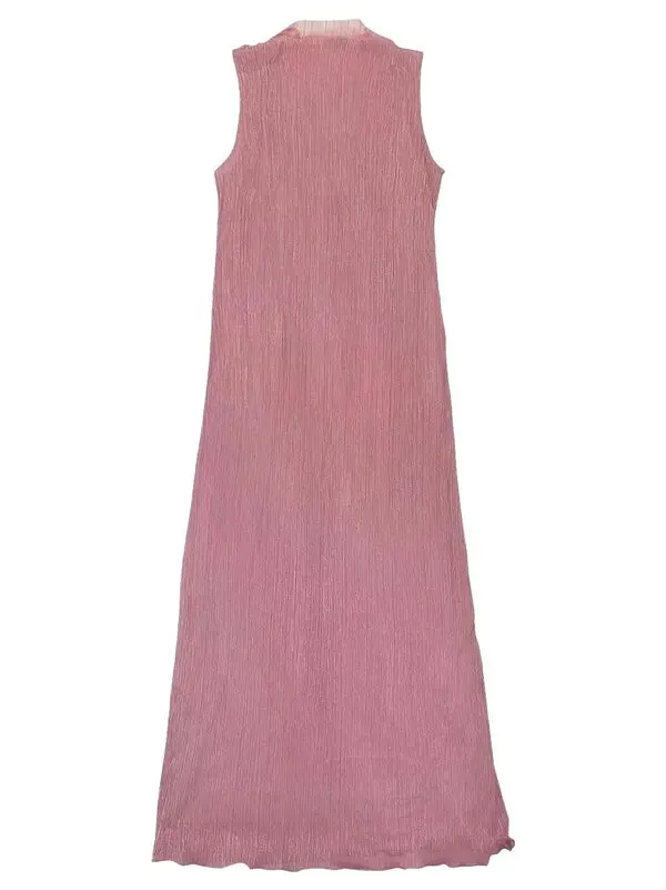 Callipygian Pleated Lurex A-line Dress - Pink