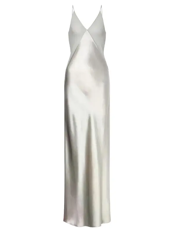 Alberta Ferretti Satin Long Dress - Grey