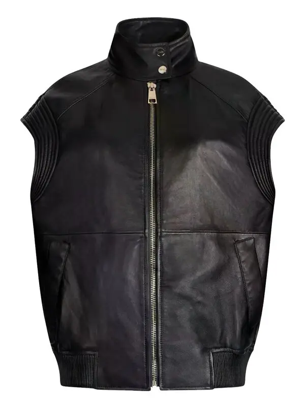 Liu Jo Oversized Leather Gilet - Black