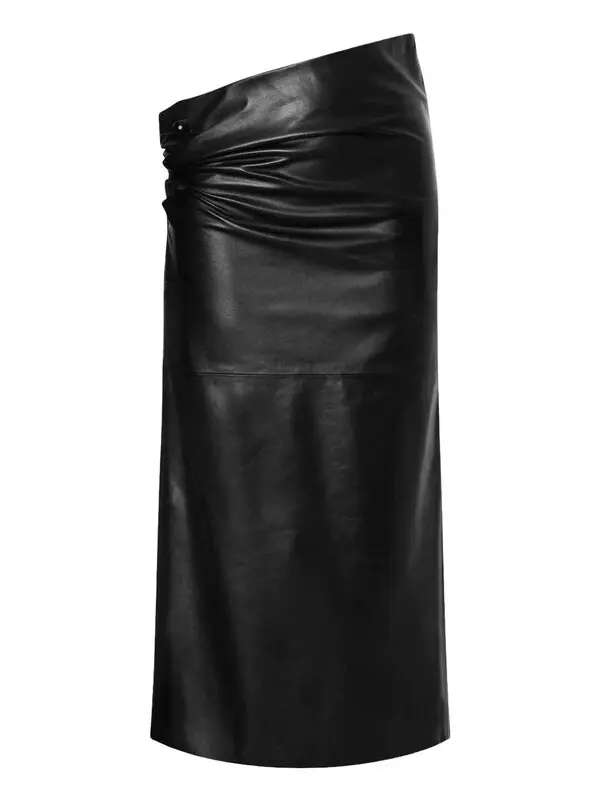 Alberta Ferretti Leather Midi Skirt - Black