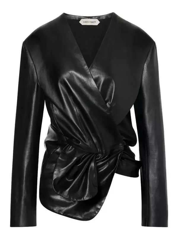 Alberta Ferretti Wrap Leather Jacket - Black
