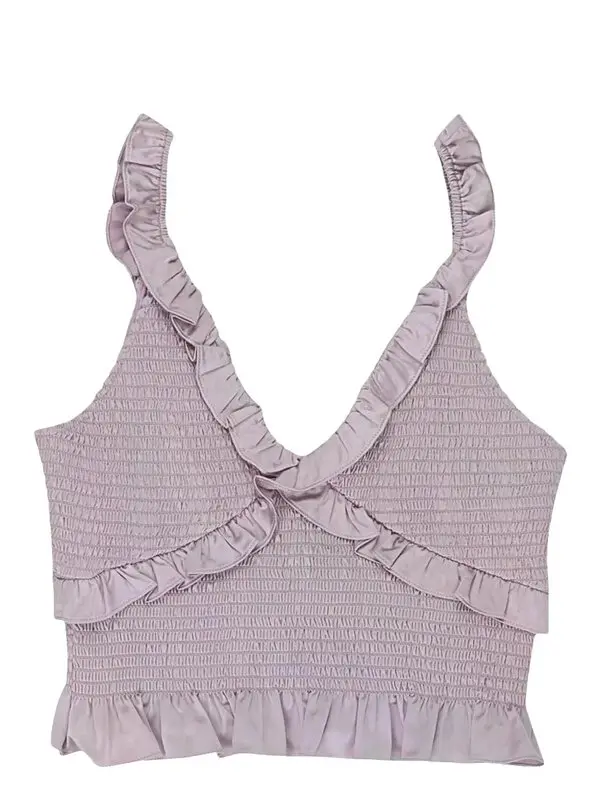 Callipygian Satin Smocked Top - Purple