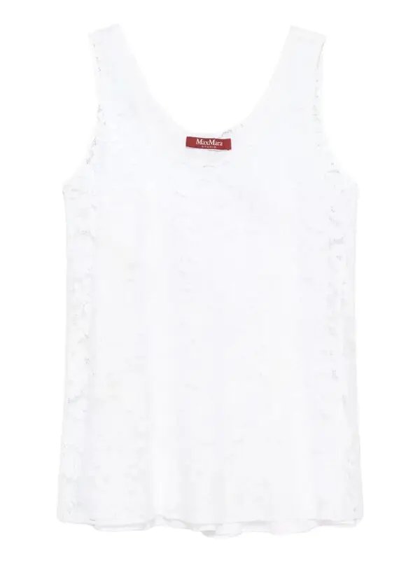Max Mara Lace Detailing Top - White